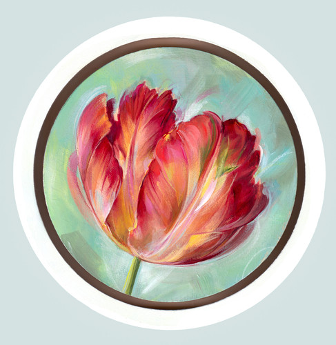 6”x6” Red Parrot Round | Alissa Kari Arts