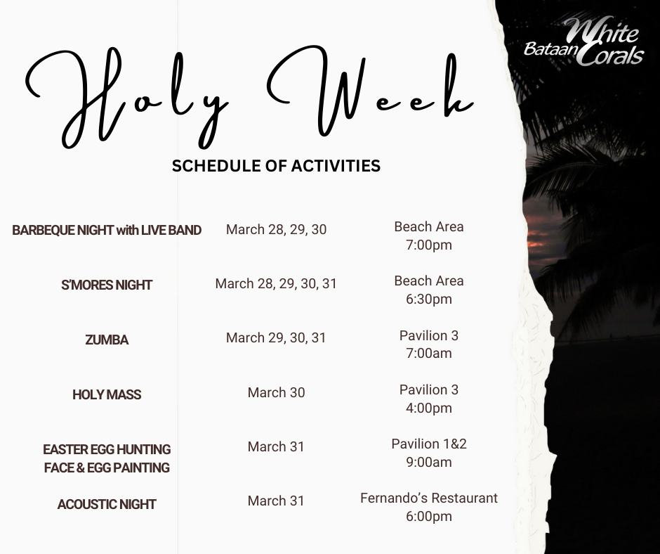 Holy Week 2024 Schedule of Activities