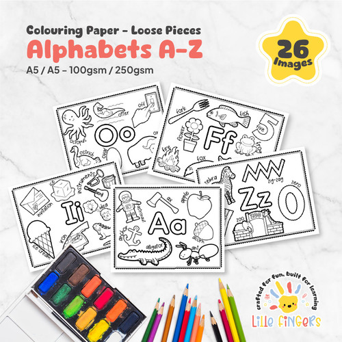 Colouring Papers - 26pcs Alphabets A-Z | Lille Fingers