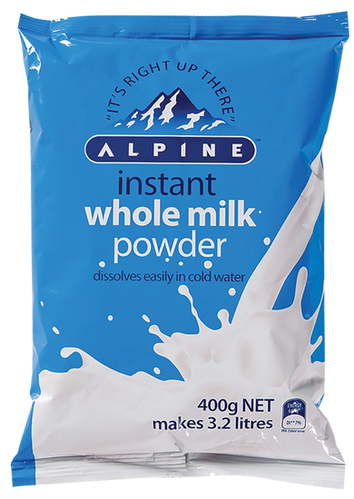 Alpine Whole Milk Powder 1kg / 400g | dairyworksnz
