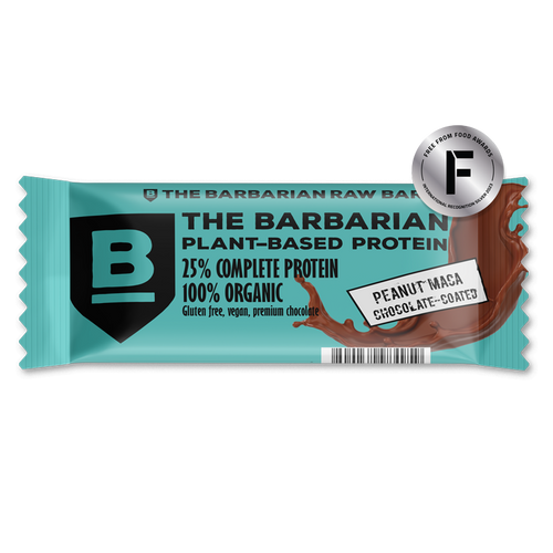 The BarBarian Chocolate-coated Raw Protein Bar - Peanut & Maca
