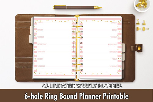 A5 Pink Confetti Planner Printable | Miss Feet Multimedia