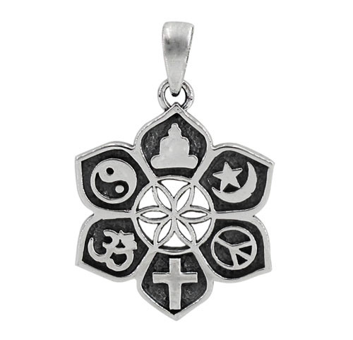 Sterling Silver Interfaith Unity "Oneness" Pendant | Symbols Jewellery