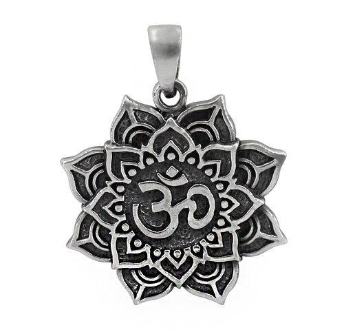 Sterling Silver OM in Mandala Pendant | Symbols Jewellery