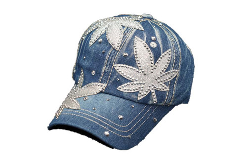 Marijuana Sparkle Denim Cap | Hana Trading