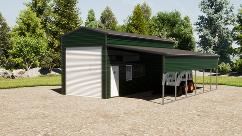 24'WX30'LX12'&8'H VERTICAL ROOF BARN STYLE SKU 068 | Tri State Carports