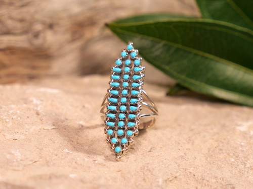 Zuni Long Turquoise Ring | Zsa-Zsa's Bozeman