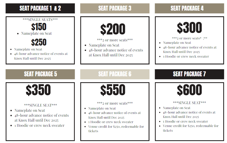 Seat Sponsorship | Knox Hall