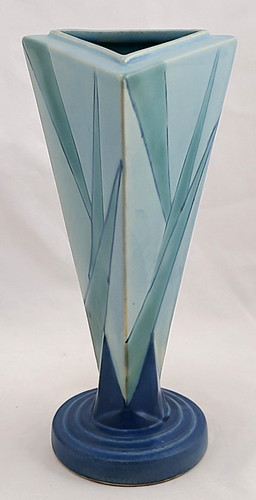 Roseville Futura 'Big Blue Triangle' Vase In Blue Glazes #388-9 ...