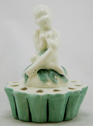 Fulper 5.75" 'Pan' Mythological Flower Frog In White/Green Glazes F407 ...