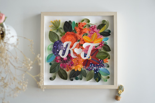 Quilled wall art for couple initials name | Mira's Craft