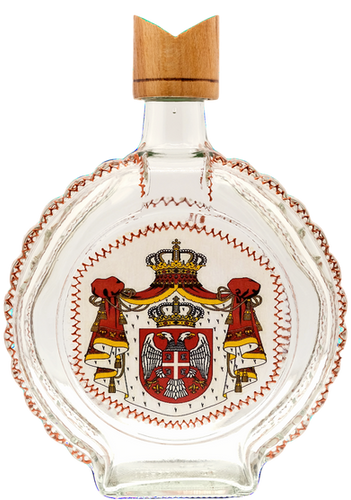 Decorative Glass Flask with Coat of Arms of Serbia | Theodule Press