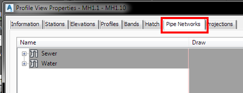 Display crossing pipes in profile view