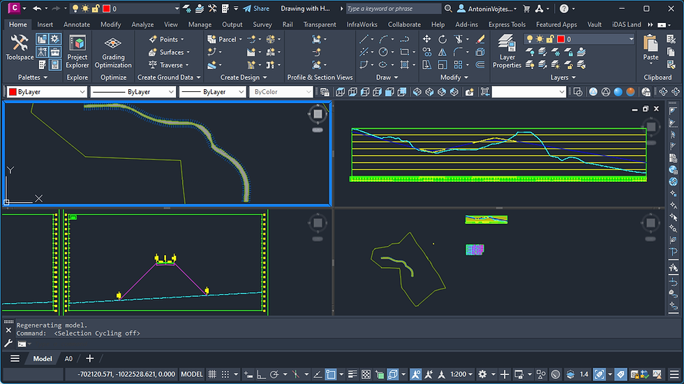 Automatically create multiple model space viewports in Civil 3D