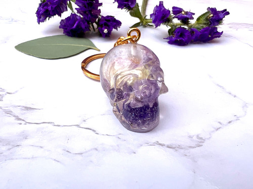 Resin Flower Preservation | Skull Keyring | Orphic Treasures