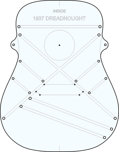 1937 Dreadnought Acoustic Guitar Acrylic Soundboard Bracing Template ...