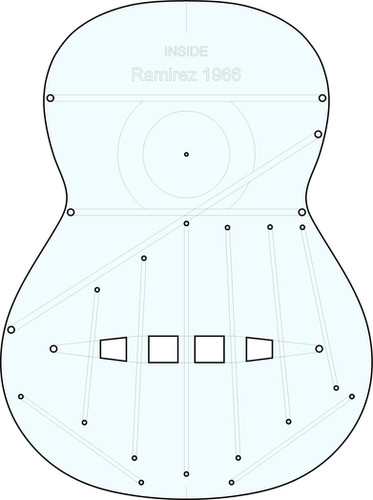 1966 Ramirez Acrylic Classical Guitar Soundboard Bracing Template | TCS ...
