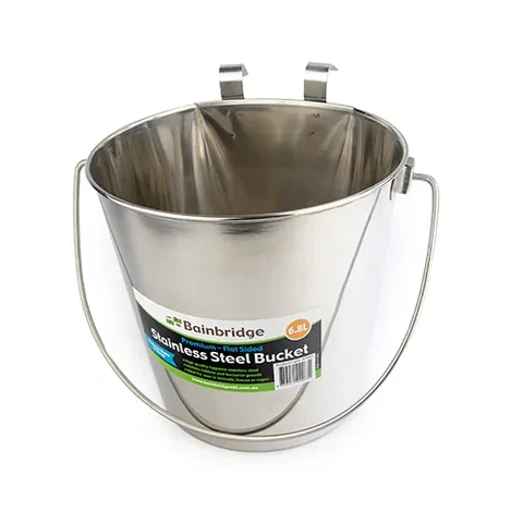 Bainbridge 6L Flat Backed Stainless Steel Bucket w/hooks | Northern Hylines