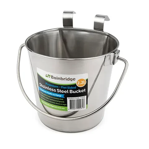 Bainbridge 2.2L Flat Backed Stainless Steel Bucket w/ hooks | Northern ...