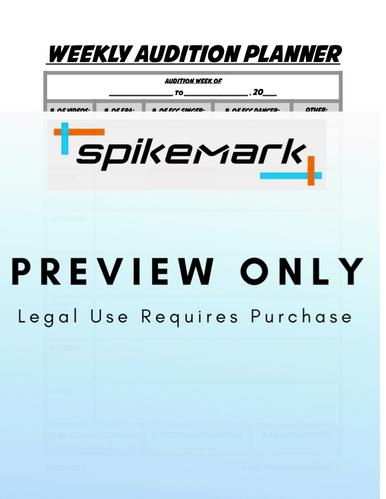 Weekly Audition Planner | SpikemarK Products