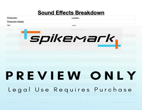 Sound Effects List Template | SpikemarK Products