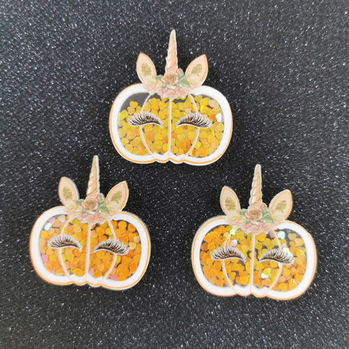 Needle Minder - Cute Halloween Unicorn Pumpkin Sequin Shaker. | Stitch Bunny Shop