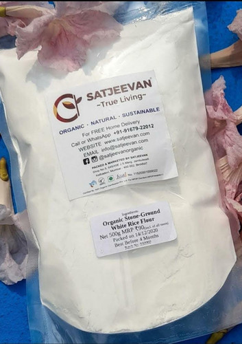 Organic Stone-Ground White Rice Flour 500g | Satjeevan Organic
