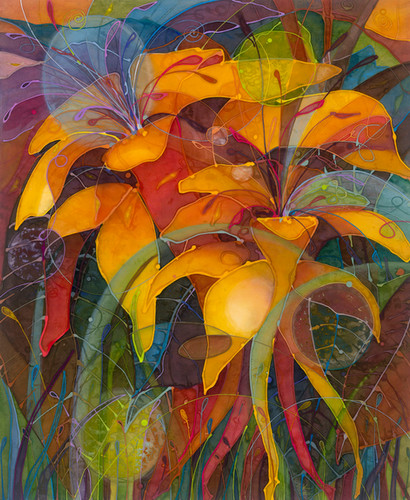 Columbine With Blue Circle | Anne Hanley Art