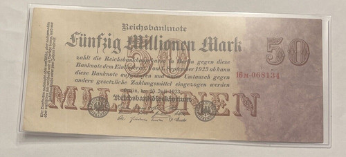 1923 Funfzig Millionen Mark Reichsbanknote 50 MILLION REICHSMARK NOTE ...