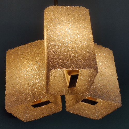 Scandinavian Lucite, Brass and Wooden triple light fitting | Murcott ...