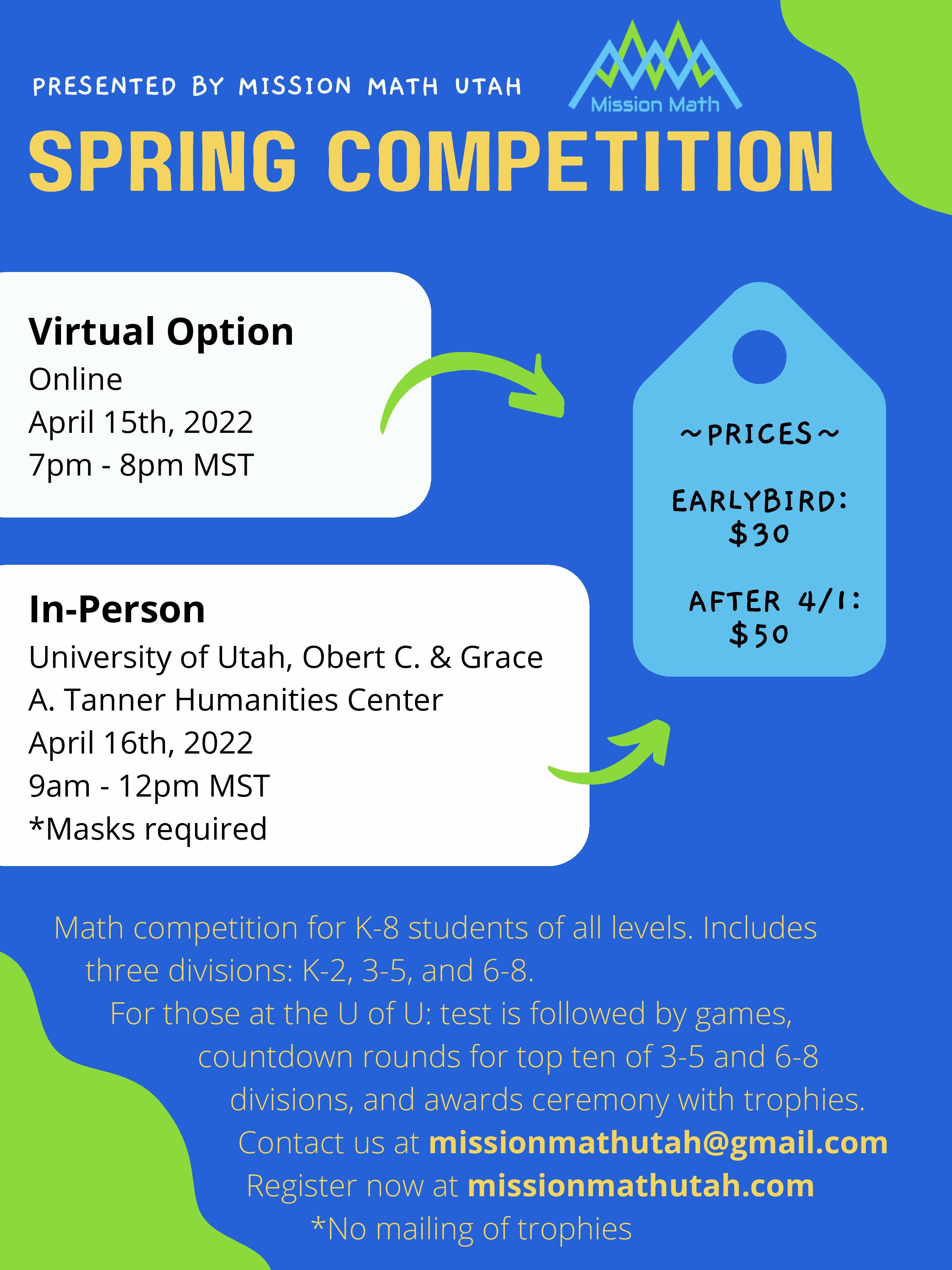 2022 Spring Competition | Mission Math Utah