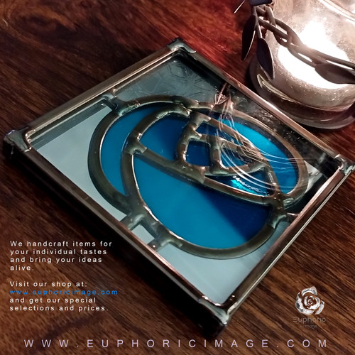 Blue Mackintosh Inspired Mirrored double glazed Stained glass Coaster ...