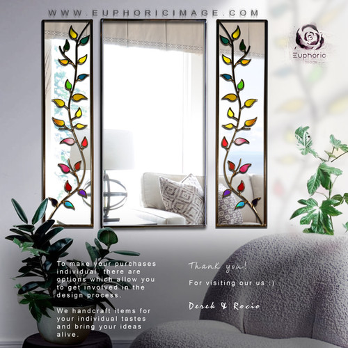 Trio Branch Design Lead Overlay Stained Glass Mirrors 111 x 91 cm ...