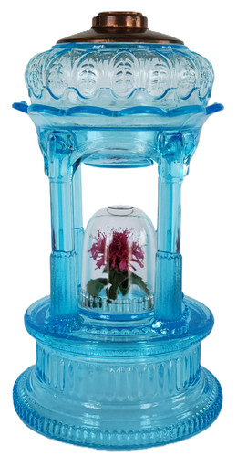 LAMP, Kerosene, Adams Temple, Applesauce, Adams & Co, Blue. Pat 1883 ...