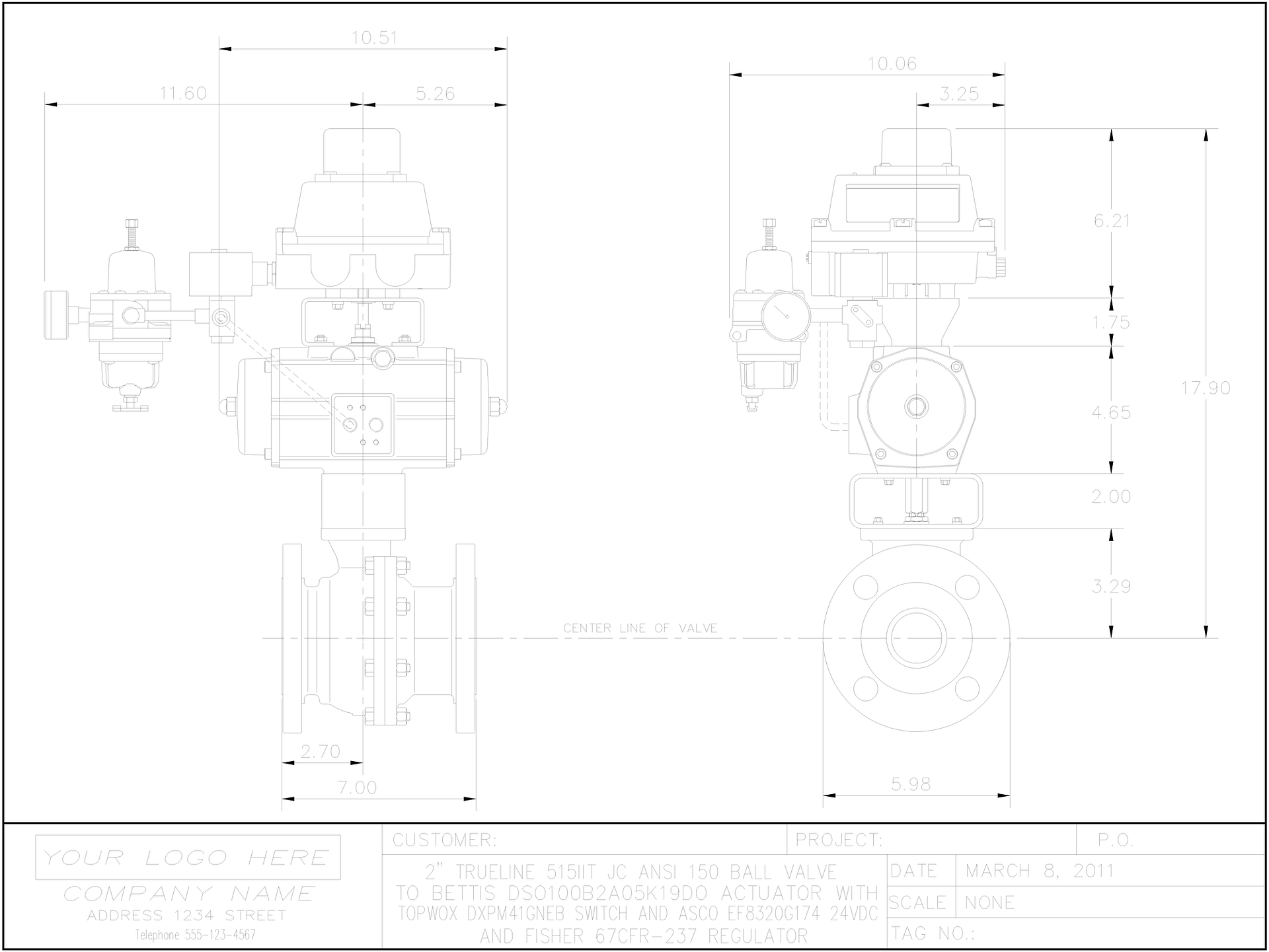 valve drawing actuator cad drawing