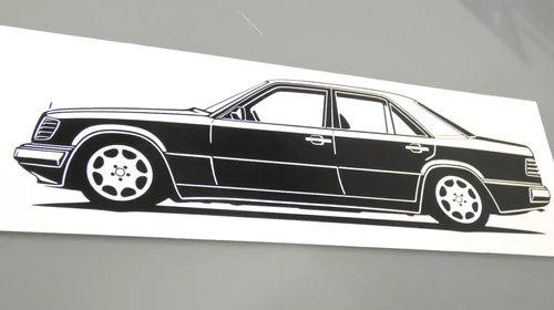 Mercedes W124 200E-400E Aufkleber Sticker Silhouette | STiCKAR. automotive