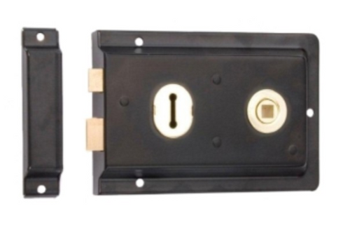 SPIRA BRASS FLUTED BLACK RIM LOCK - 1031BLK | CBSAI