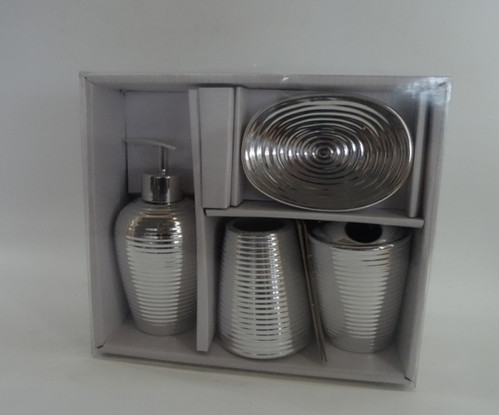 Porcelain Bathroom Set - silver | Siya Trading Limited