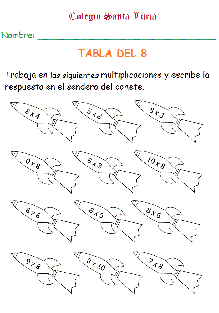 Tabla del 8 | tablasmultiplicarcsl