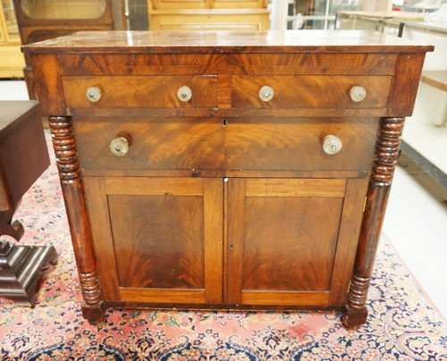 EMPIRE SIDEBOARD WITH TURNED HALF COLUMNS. 3 DRW, 2 DR. 42 IN WIDE, 40 ...