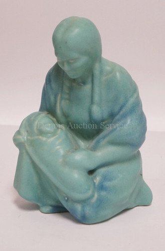 VAN BRIGGLE ART POTTERY FIGURE OF A NATIVE AMERICAN INDIAN WOMAN WITH ...
