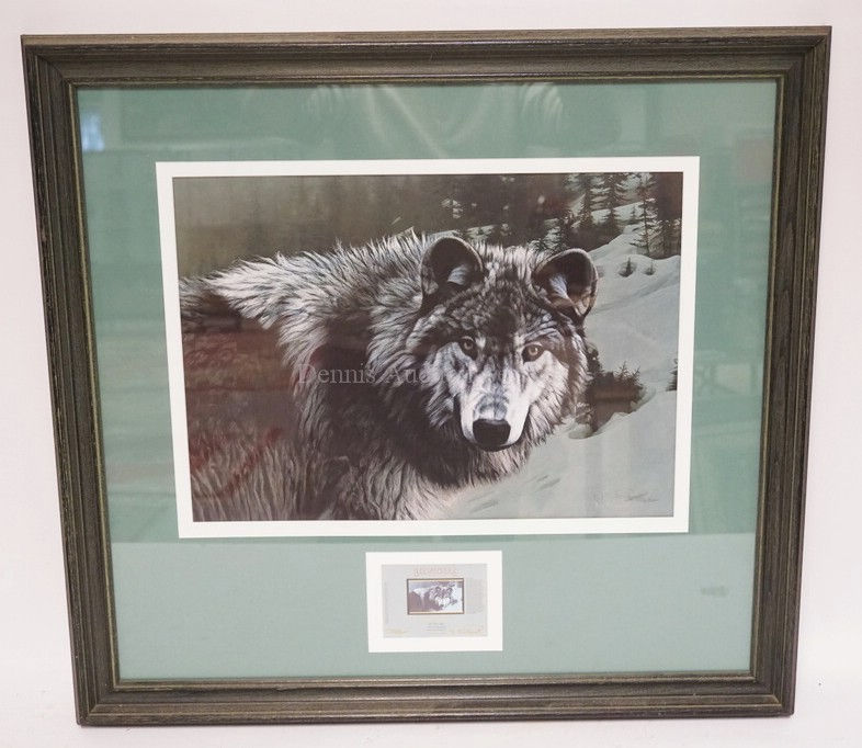 ROD FREDERICK LIMITED EDITION PRINT OF A TIMBER WOLF. EDITION #1166/ ...