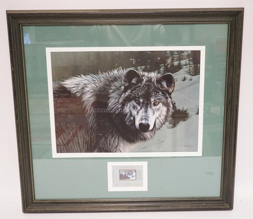 ROD FREDERICK LIMITED EDITION PRINT OF A TIMBER WOLF. EDITION #1166/ ...