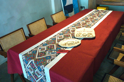 Red Brocade Tablecloth | Beenong Gifts