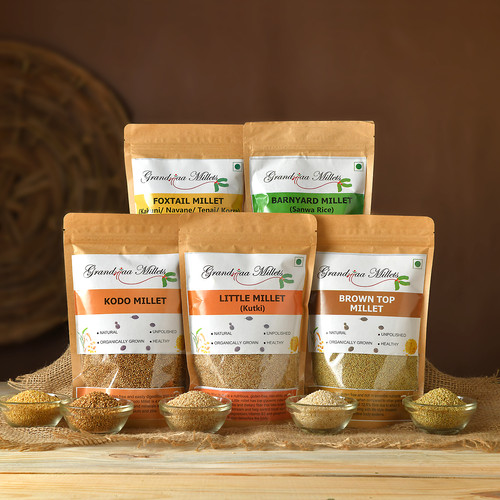 Pack of 5 Millets( 500g each)(Little, Kodo, Browntop, Foxtail ...