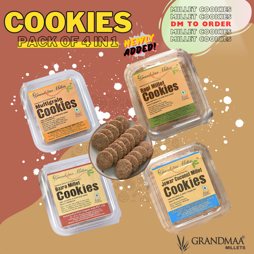 4 Combo Pack Millet Cookies (Each 200g) (Ragi, Bajra, Multigrain, Jowar ...