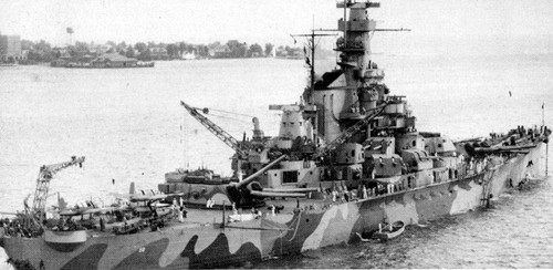 USS Indiana BB-58 (1943), inboard profile and superstructure decks ...