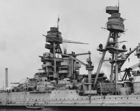 USS Arizona BB-39 (1941), outboard profile and superstructure decks ...