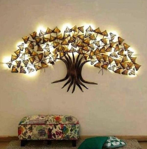 Golden Peepal Tree With LED Metal Wall Decor | Vandana's Collection