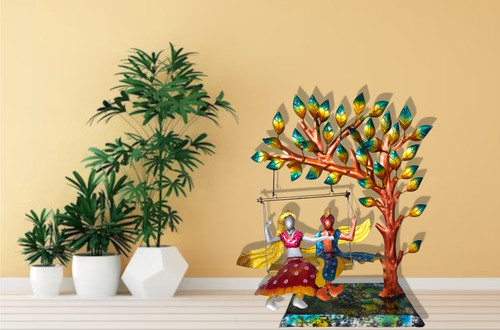 Radha Krishna Metal Jhula Table Decor | Vandana's Collection